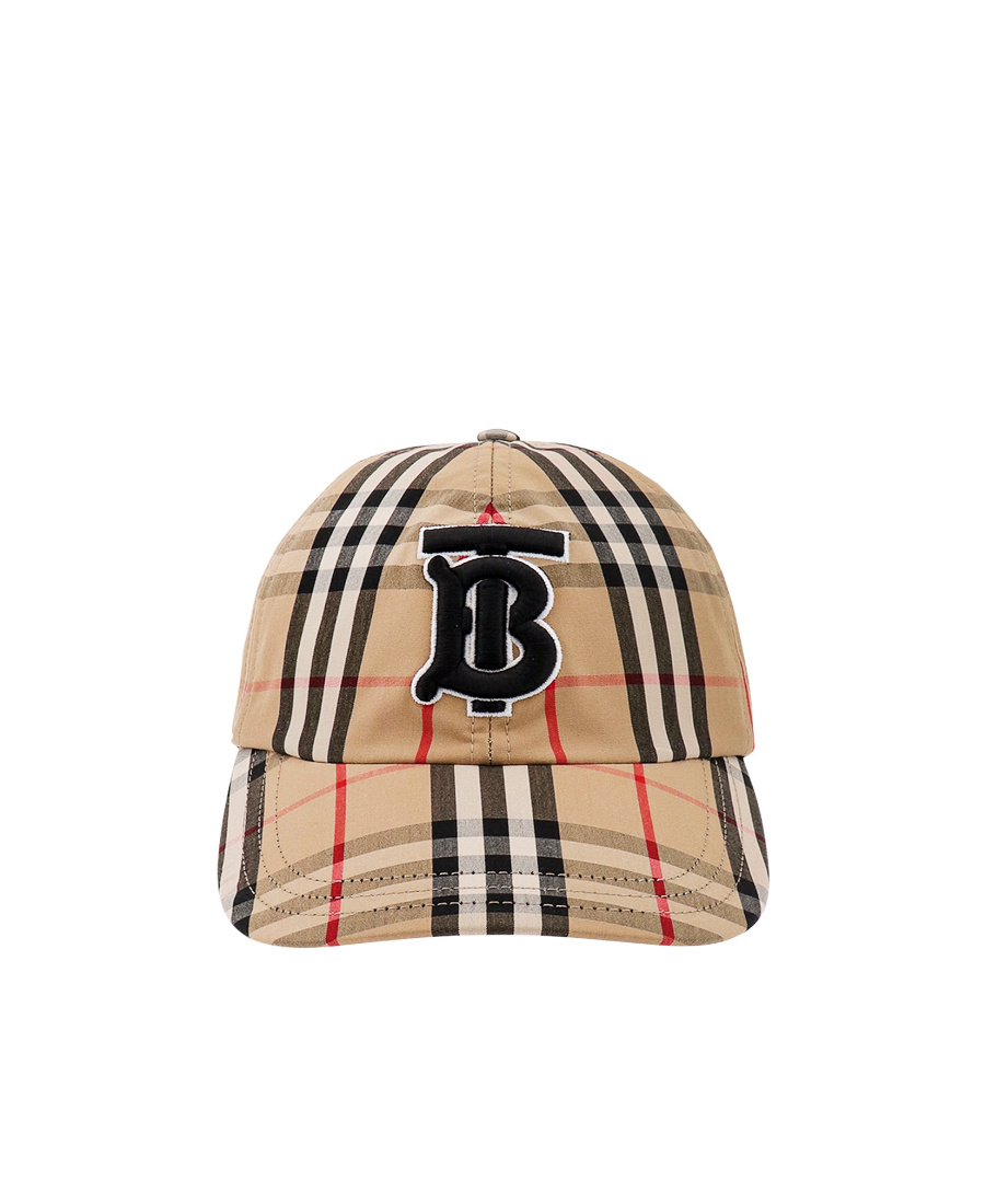Burberry Tb Monogram Vintage Check Cap In Beige | ModeSens