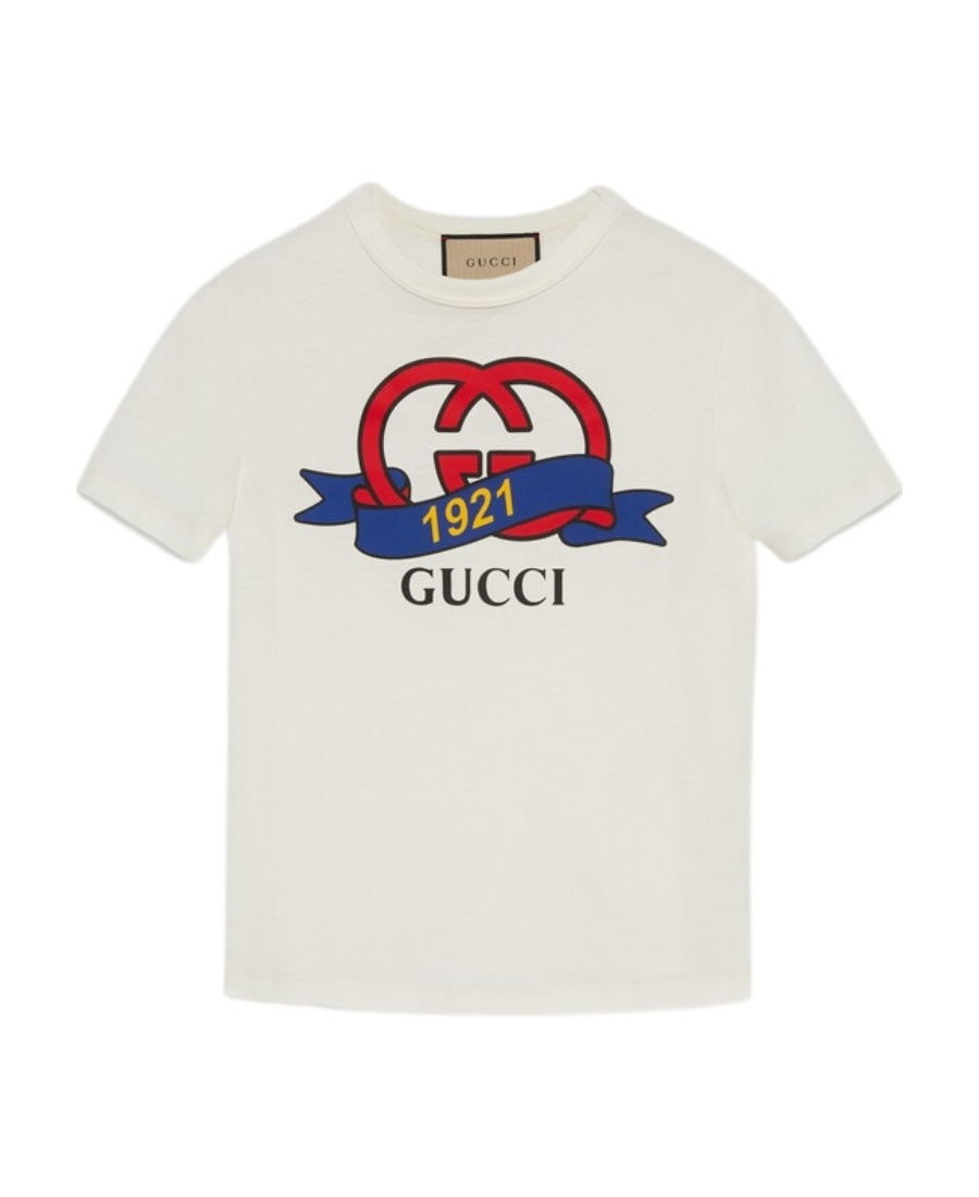 Gucci 1921 Interlocking G Cotton T-shirt In White | ModeSens