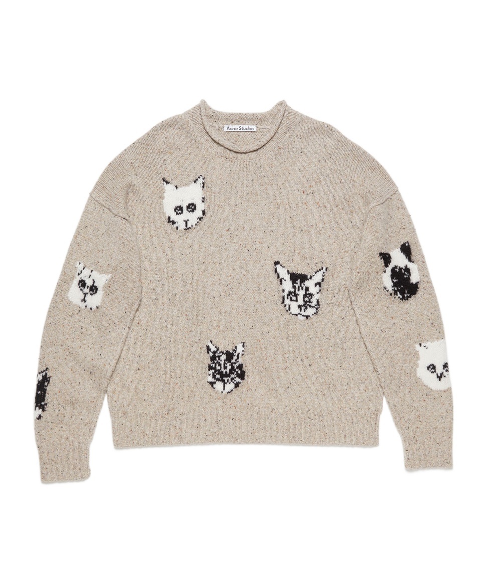 Acne Studios Stylish Jacquard Knit Sweater For Men In Beige Acne Studios Stylish Jacquard Knit Sweater For Men In Beige