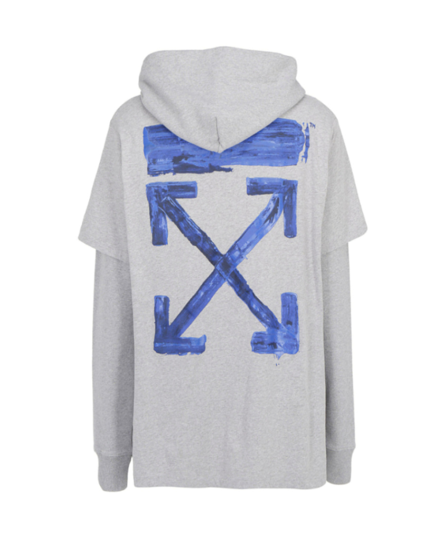 Off white Graffiti Logo Printed Laminated Hoodie In Gray ModeSens
