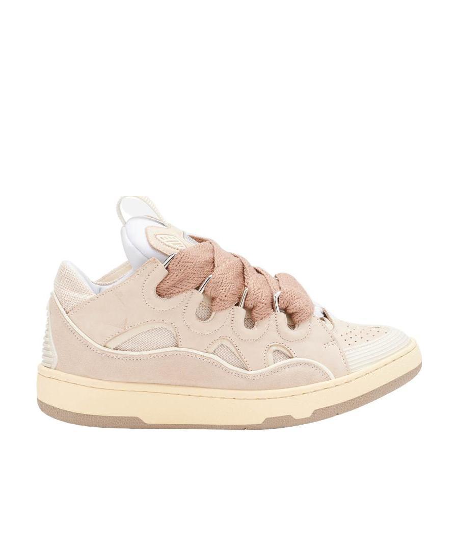 Lanvin Leather Curb Sneakers In Nude | ModeSens
