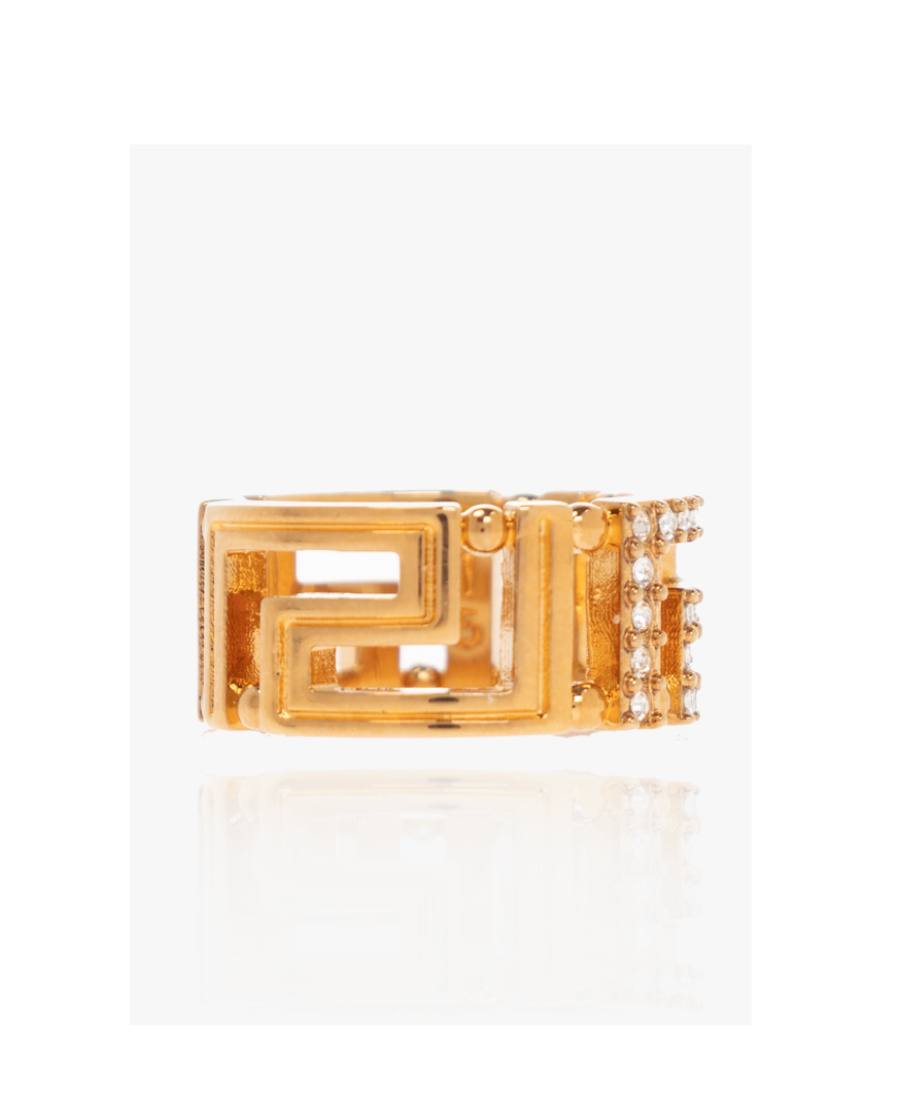 Versace Greca Crystal-embellished Ring In Yellow | ModeSens