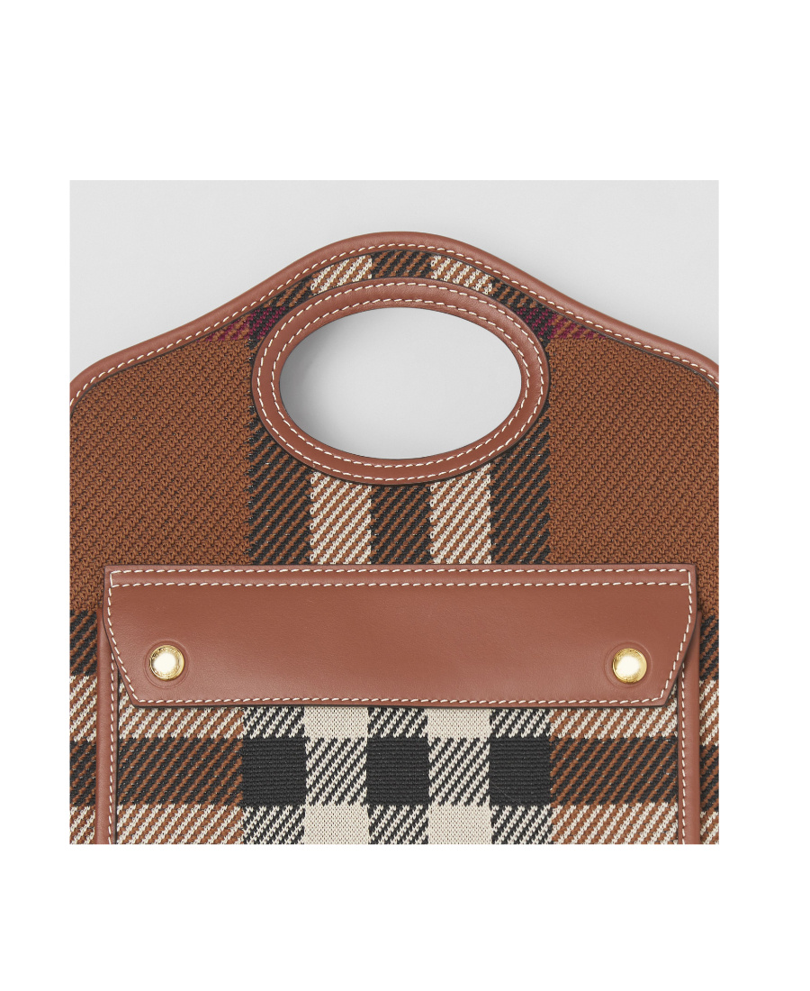Burberry Mini Checkered Fabric And Leather Shoulder Bag In Brown | ModeSens