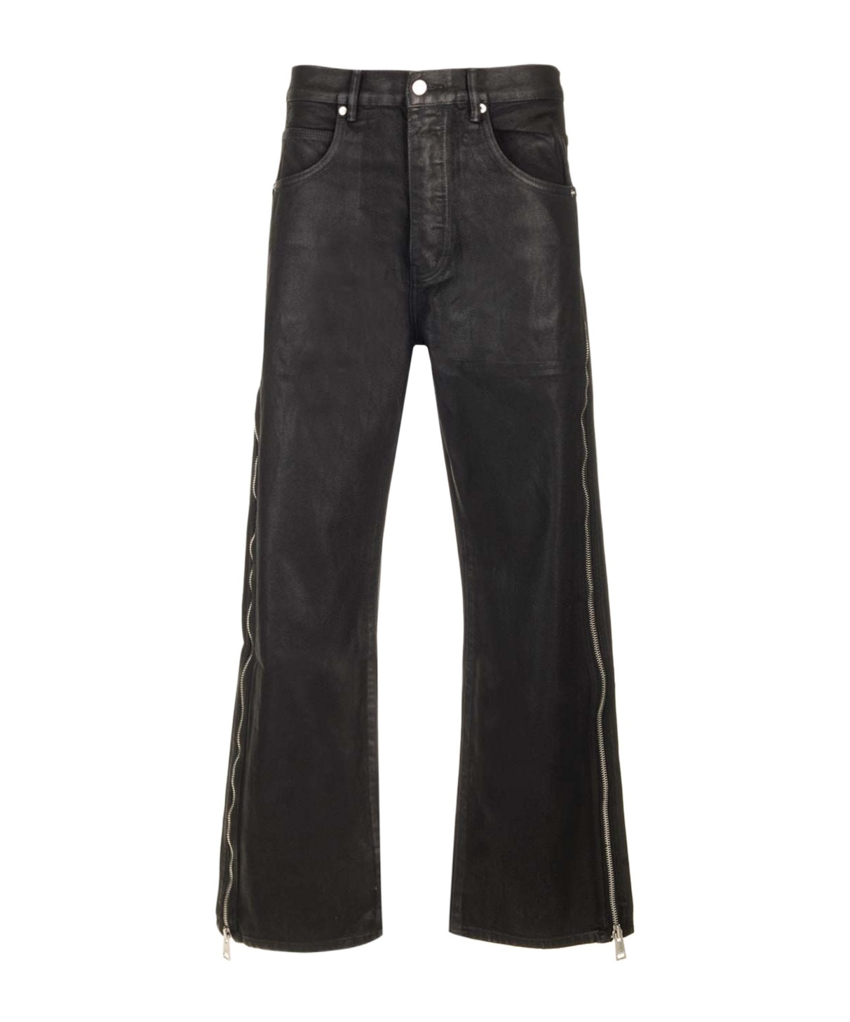 Purple Brand P018 Side-zip Coated Wide-leg Jeans In Black | ModeSens