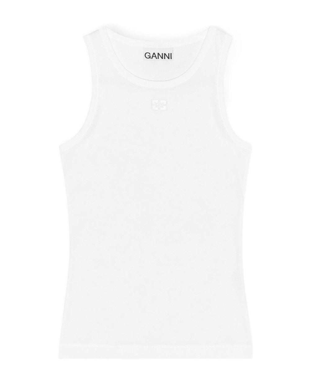 Ganni Womens Bright White Logo-embroidered Cotton Tank Top | ModeSens