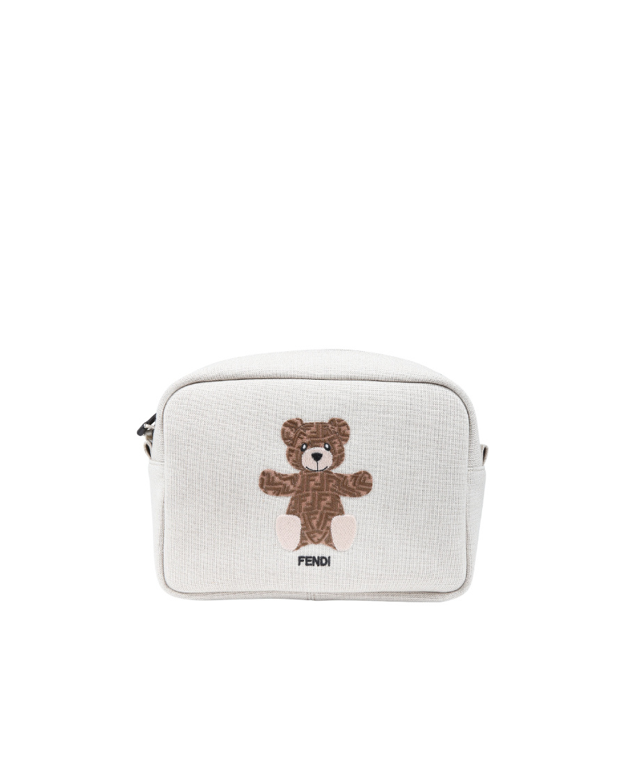 Fendi Ff Teddy Bear Zipped Wash Bag In White | ModeSens