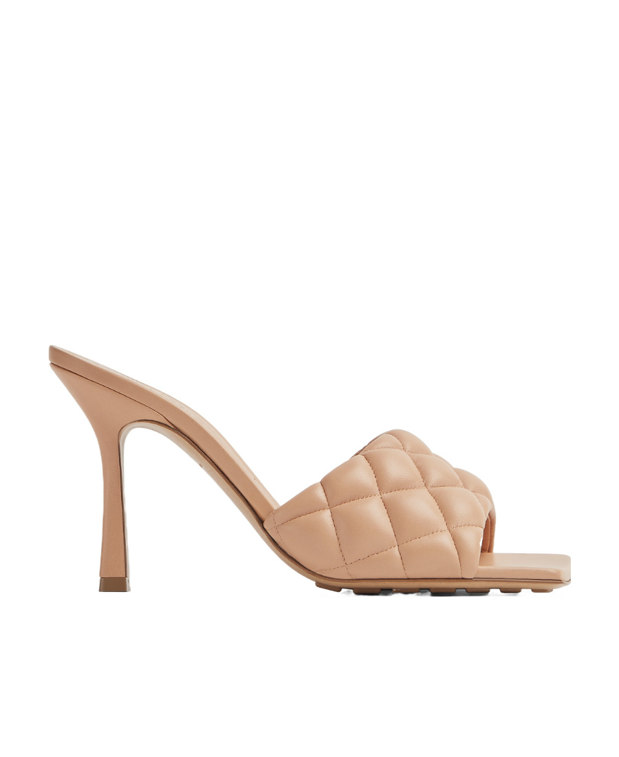 Bottega Veneta Neutral Padded 90 Leather Mules In Nude | ModeSens