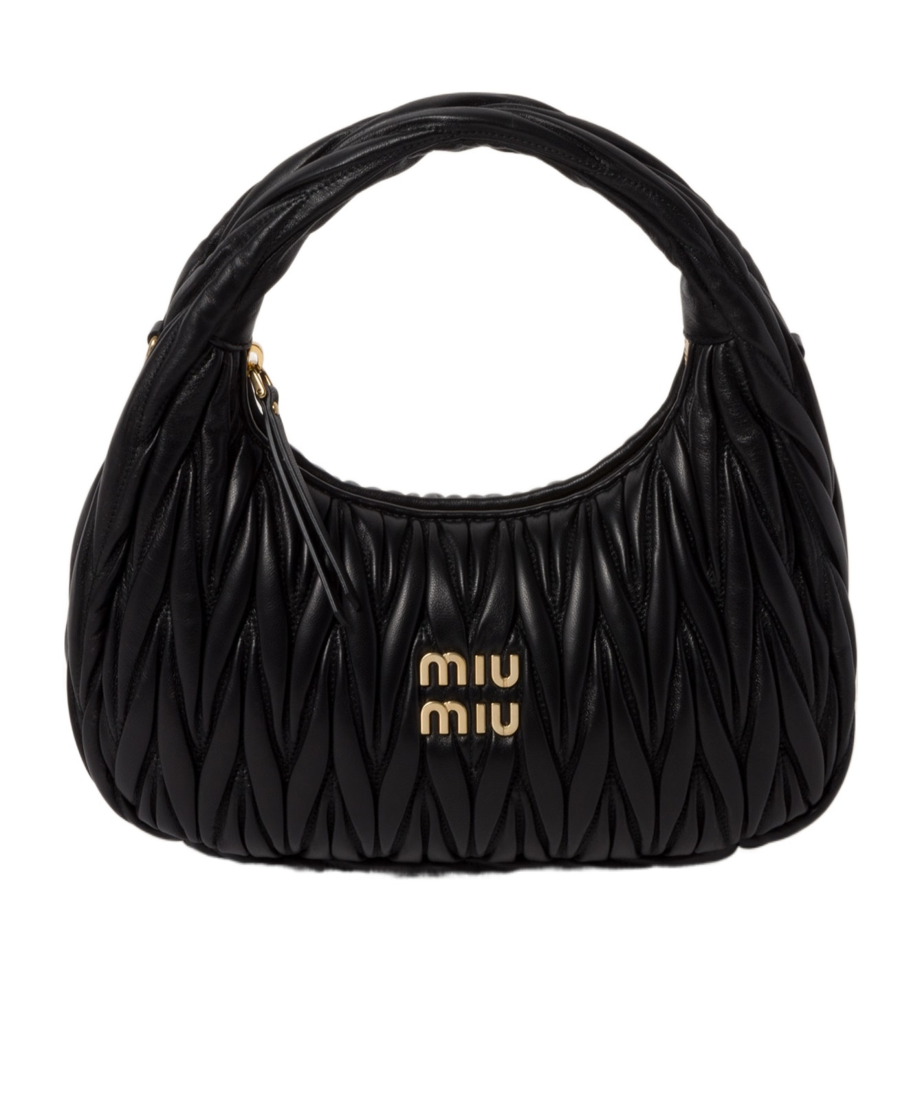 Miu Miu Miu Wander Matelassé Nappa Leather Hobo Bag In Black | ModeSens