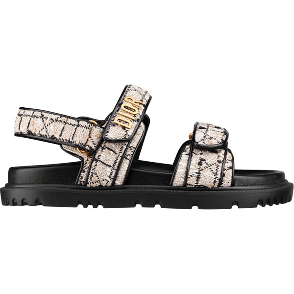 Dior Act Logo Flat Sandals In Black | ModeSens