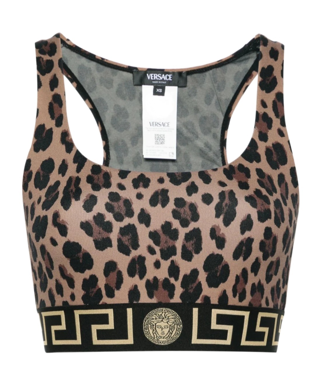 Versace Greca-pattern Sport Bra In Brown | ModeSens