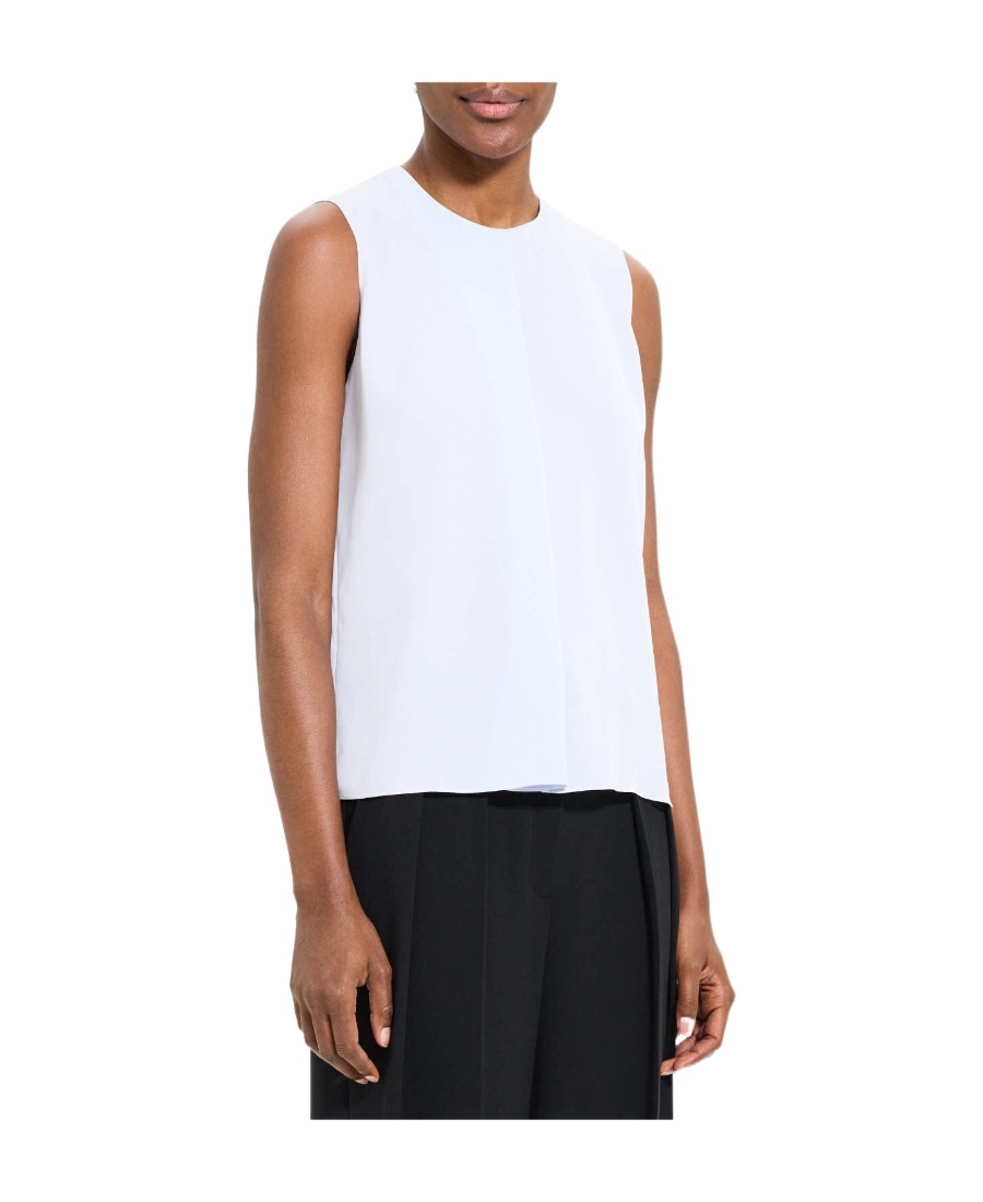 Theory Sleeveless Silk Blouse In White | ModeSens