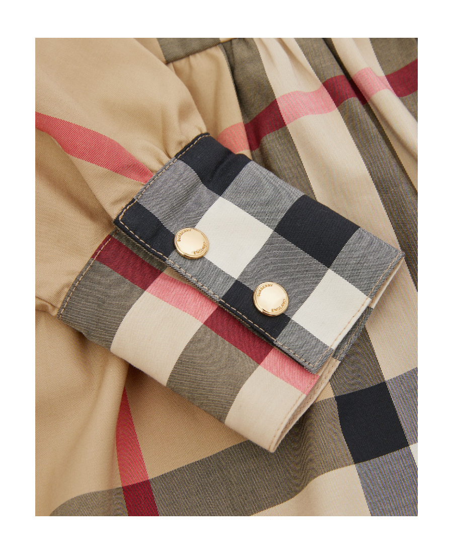Burberry Kids' Adriana Check Long Sleeve Stretch Cotton Dress In Beige ...