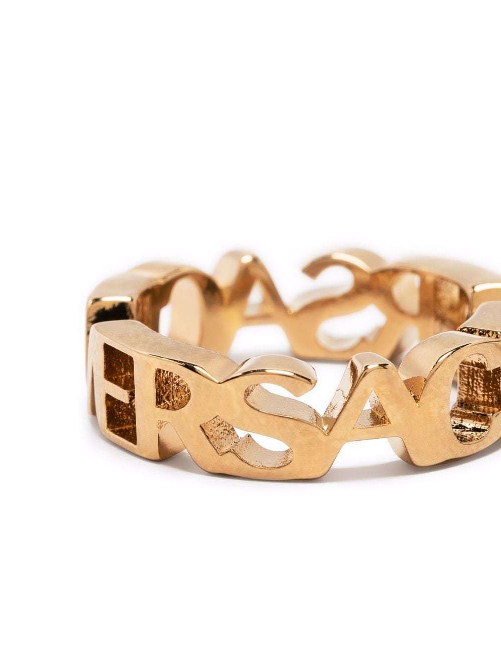 Versace Logo Letter Ring In Yellow | ModeSens