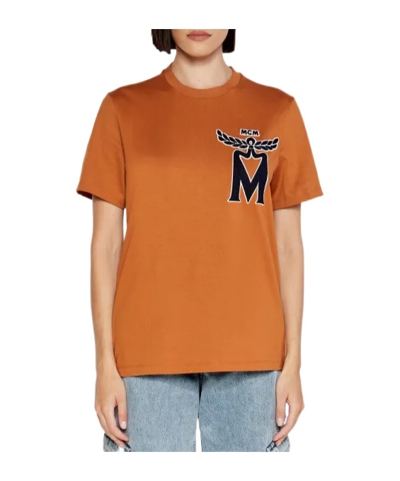 Mcm Logo-patch T-shirt In Orange | ModeSens