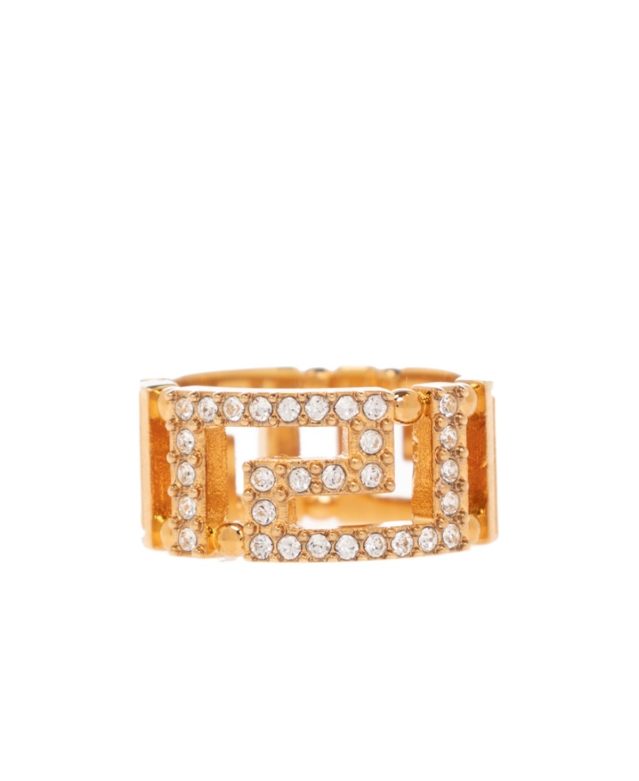 Versace Greca Crystal-embellished Ring In Yellow | ModeSens