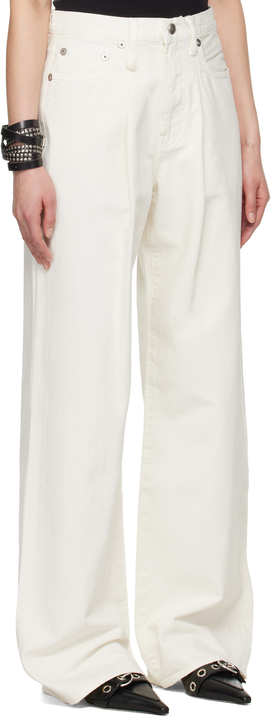R13 Damon Pleated Wide Leg In White | ModeSens