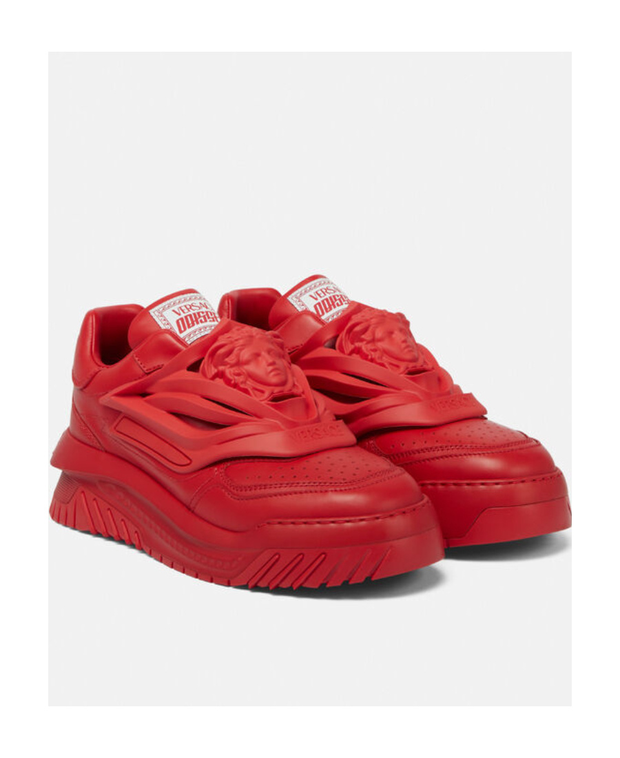 Versace Odissea Chunky Leather Sneakers In Red | ModeSens