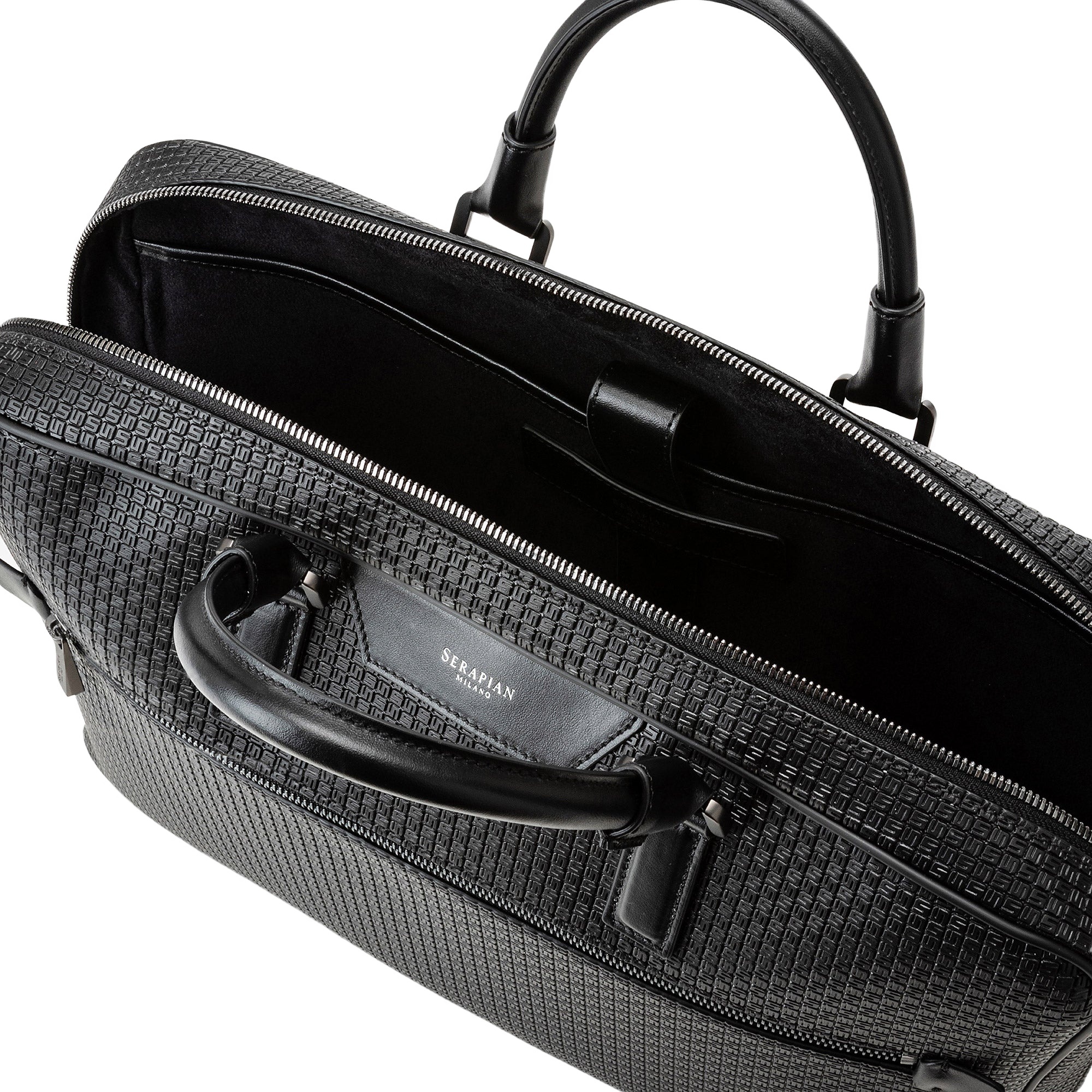 Serapian Logo-monogram Leather Laptop Bag In Black | ModeSens