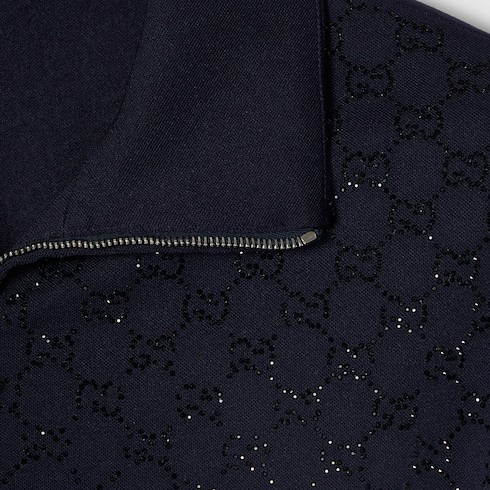 Gucci Veste Zippée En Jersey Technique Avec Cristaux In Blue | ModeSens