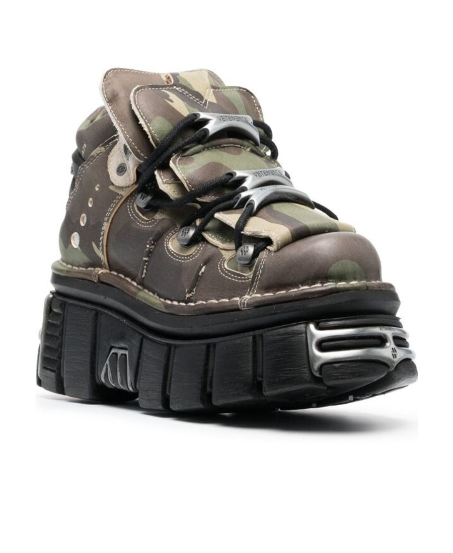 Vetements X New Rock Camouflage-print Platform Sneakers In Black | ModeSens