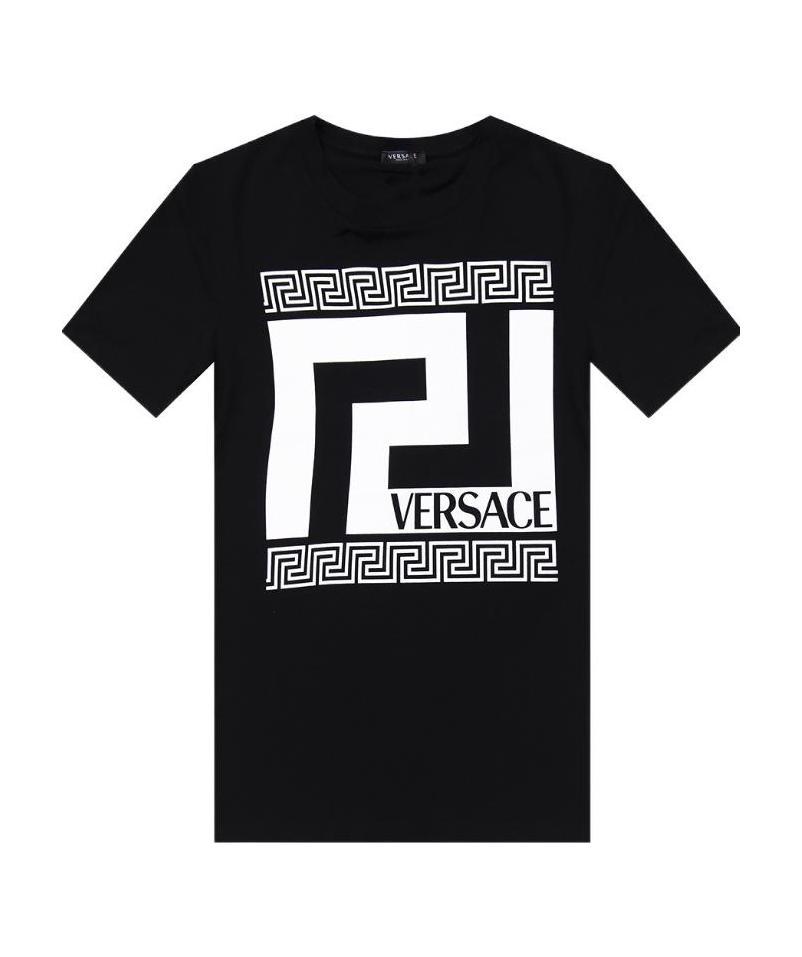 Versace Greca-print T-shirt In Black | ModeSens