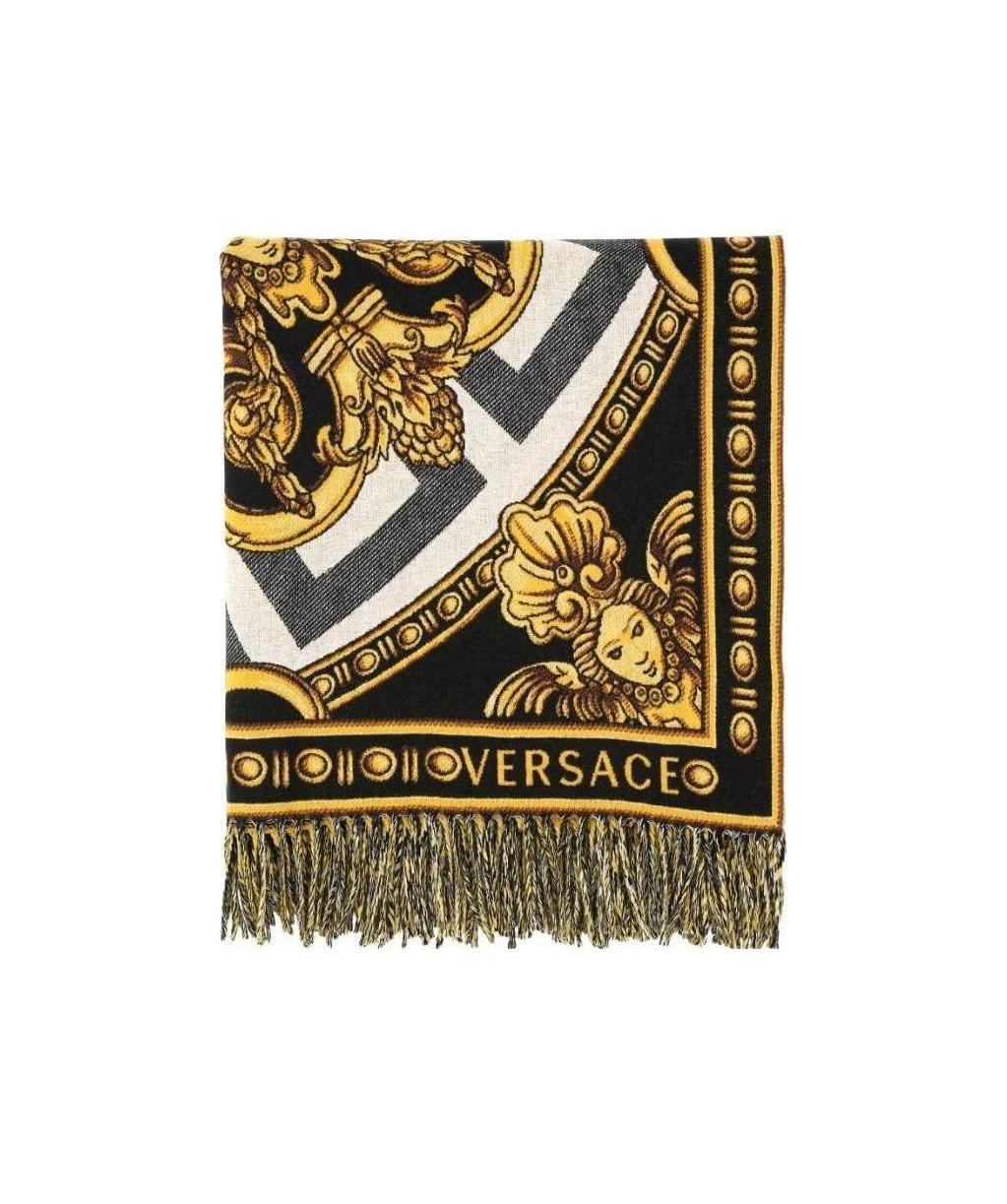 Versace Baroque Pattern Throw Blanket In Brown | ModeSens
